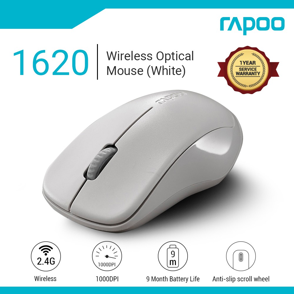 Rapoo 1620 Wireless Optical Mouse for Laptop 1000DPI 2.4G USB | Shopee ...