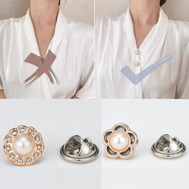 Women Neckline Pins Brooches Seamless Buttons Decoration for Shirt ...