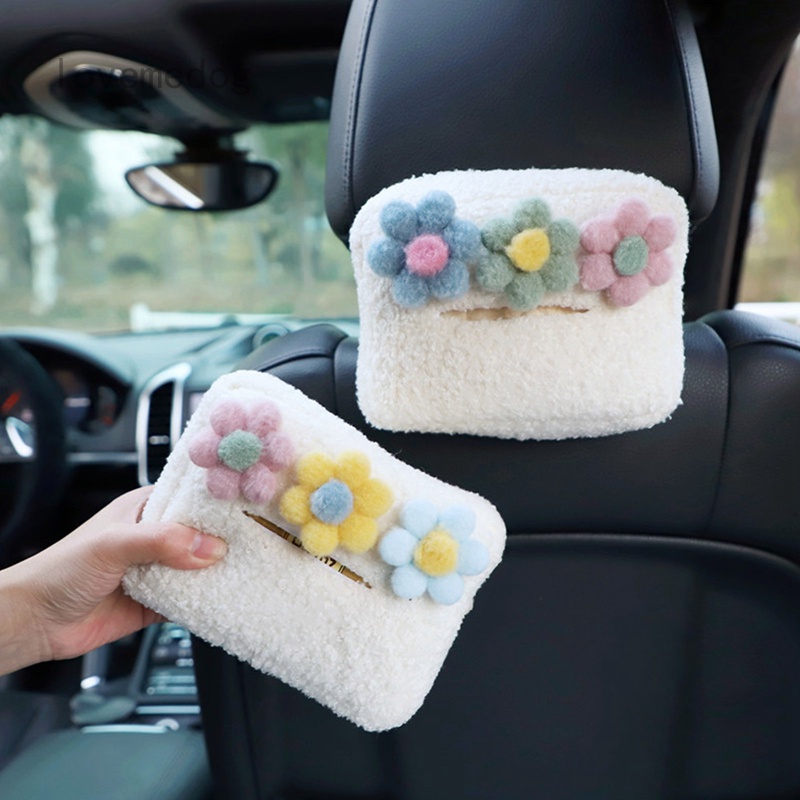 Cartoon Plush Color Flowers Car Headrest Tissue Box Paper Tower Holder ...