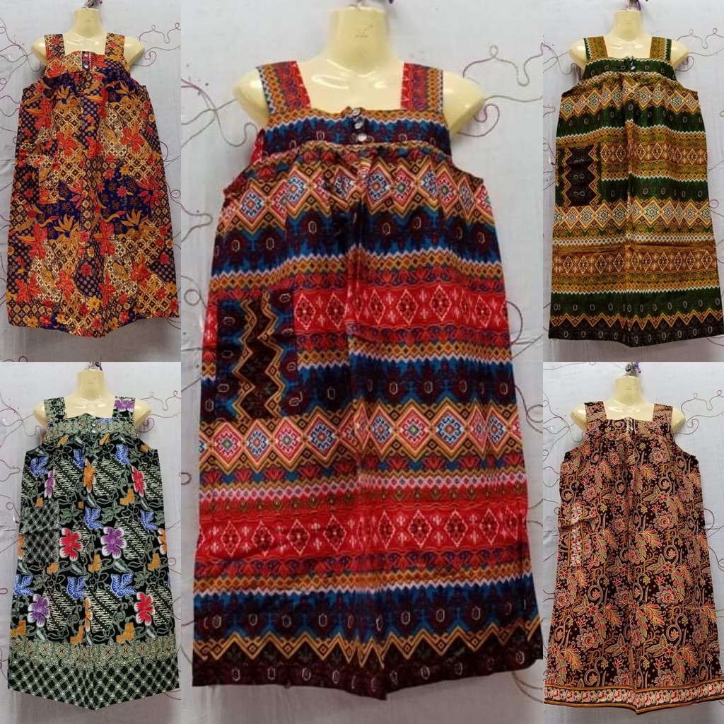 MEDIUM Jakarta Cotton Batik Square Neck Sleeveless Daster Dress ...