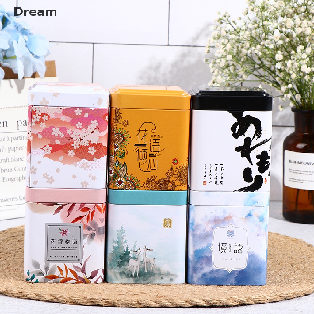 Tea Sealed Box Kitchen Storage Container Jar Tin Square Can Candy Iron ...