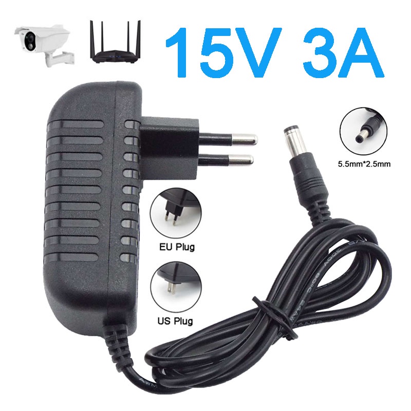 AC 110V 220V to DC 15V 3A Adapter Power Supply Converter Charger Switch ...