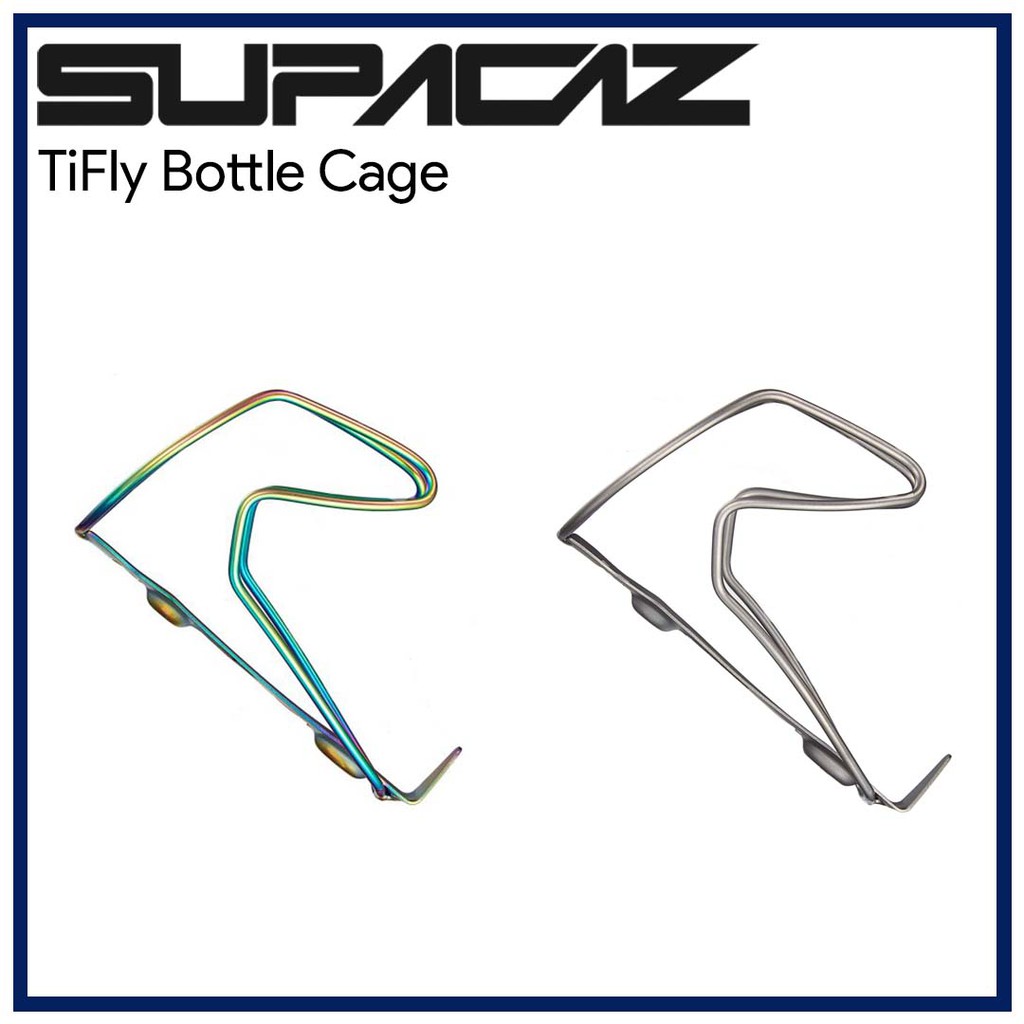 Supacaz TiFly Bottle Cage (Oil Slick / Raw Titanium) Bicycle Bottle ...