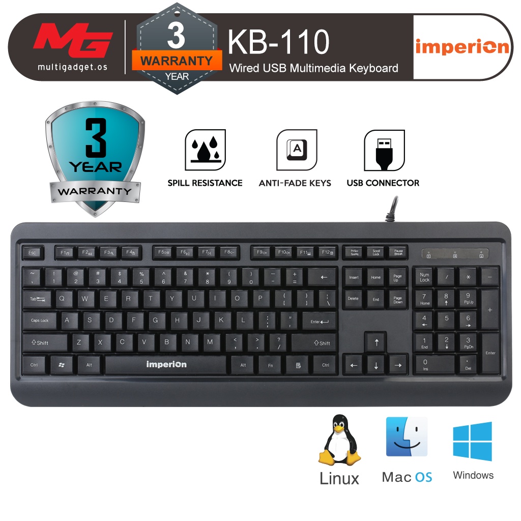 Imperion Office KB 110 Wired USB Multimedia Keyboard | Shopee Philippines