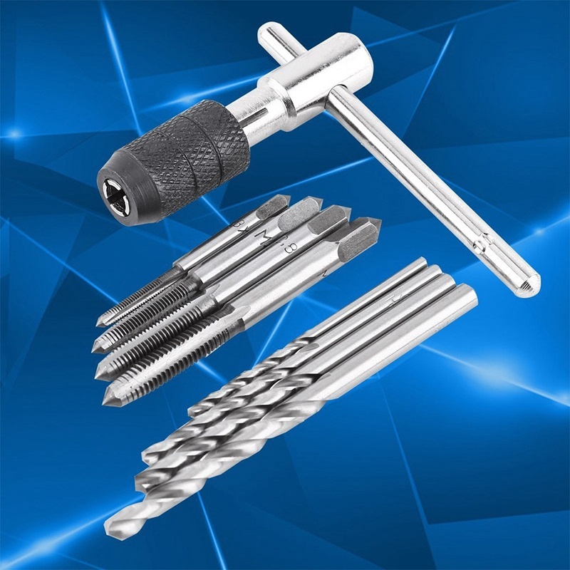 9Pcs/Set Tap Wrench Set Durable Screw Taps T-Shaped Threading Tapping ...