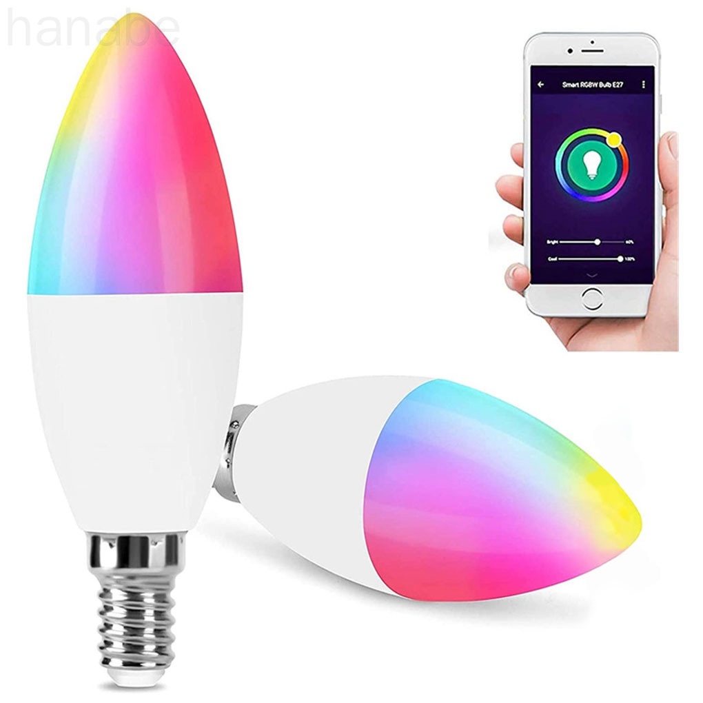 Smart WiFi Tuya LED Light E14 C37 Brightness Dimmable RGB Voice Control Bulbs 500LM IP55 ...