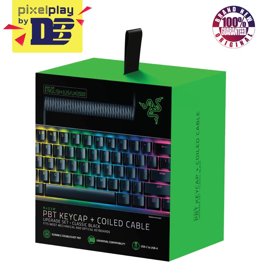 Razer PBT Keycap + Coiled Cable Upgrade Set (Classic Black) | Shopee ...