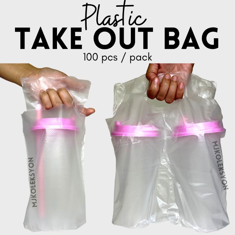 Plastic Take out Bag for Milktea Single Double Plastic Carrier 100pcs ...