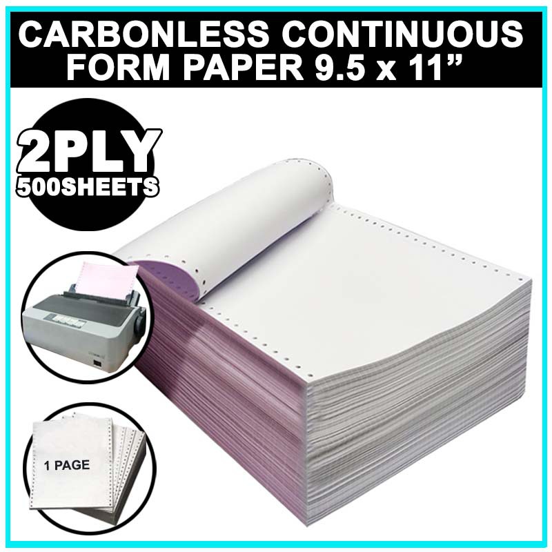 2 Ply Carbonless Continuous Form Paper 1 Whole 500 Sheets 9.5inch x ...