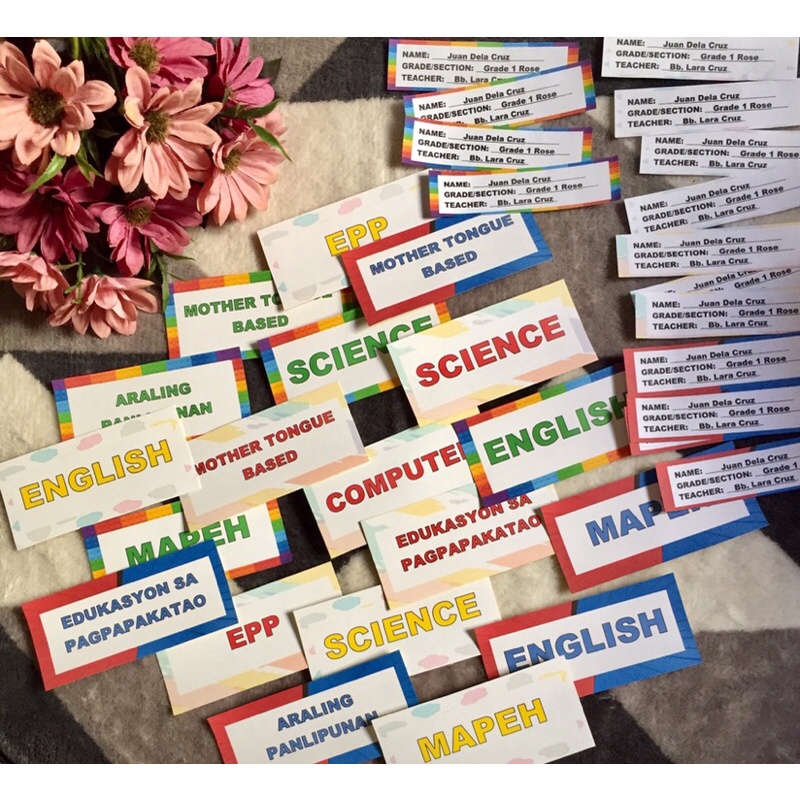 NOTEBOOK STICKERS (Subjects & Personalized name/Grade§ion/Teacher) 25 ...