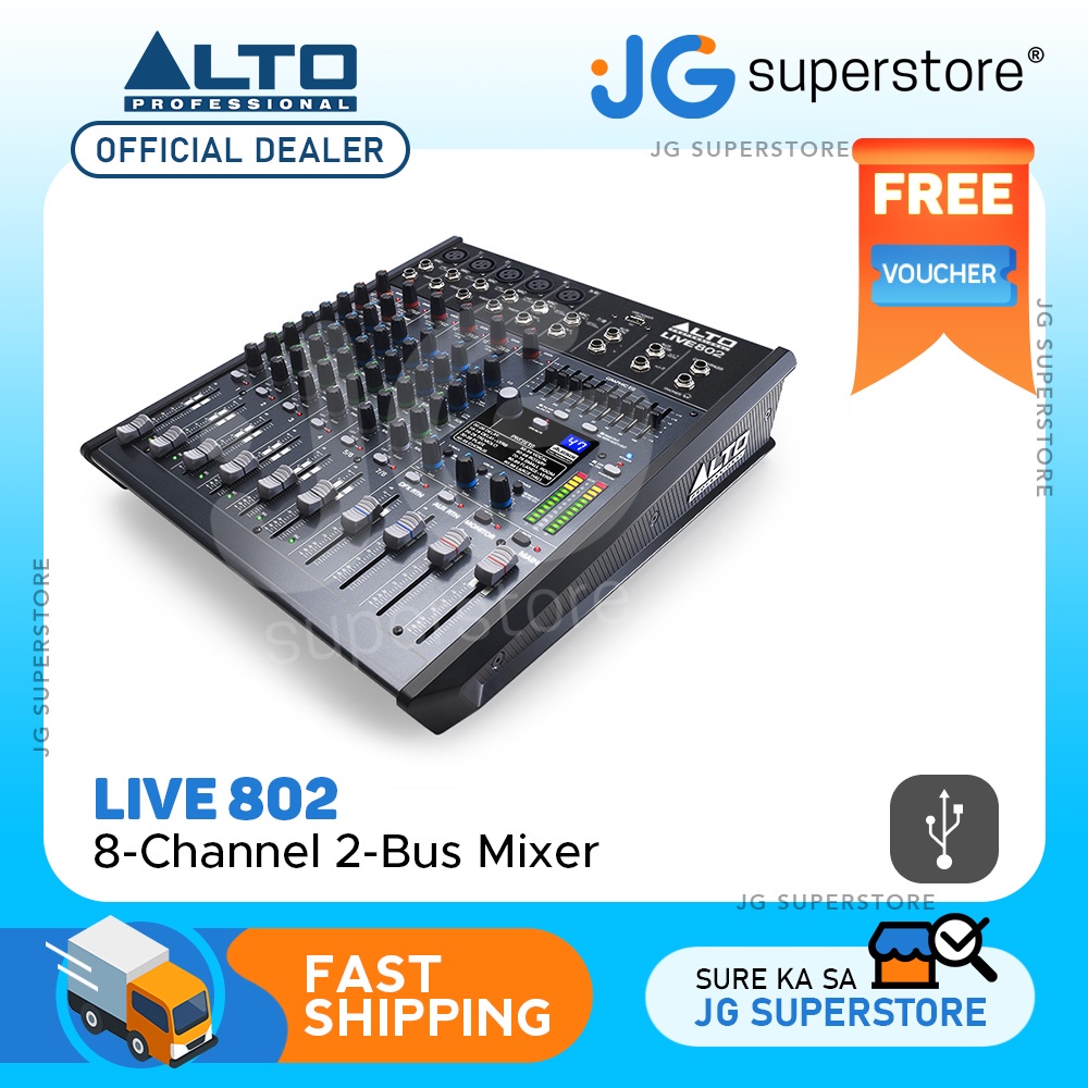 Alto Professional Live 802 8-Channel / 2-Bus Mixer with 5 XLR Inputs ...