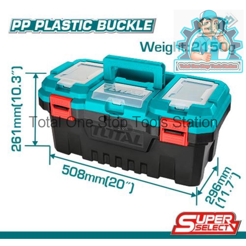 TOTAL Plastic tool box 20" Premium Industrial TOOLS Max Load : 20KG ...