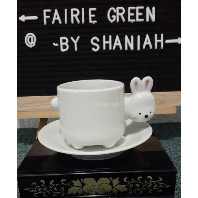 JAPAN CERAMIC WHITE BUNNY TEA CUP W/ FREE SAUCER | Shopee Philippines