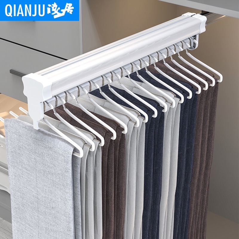 Pull-out Stretchable Pants Rack Wardrobe Built-in Slide Rail Damping ...