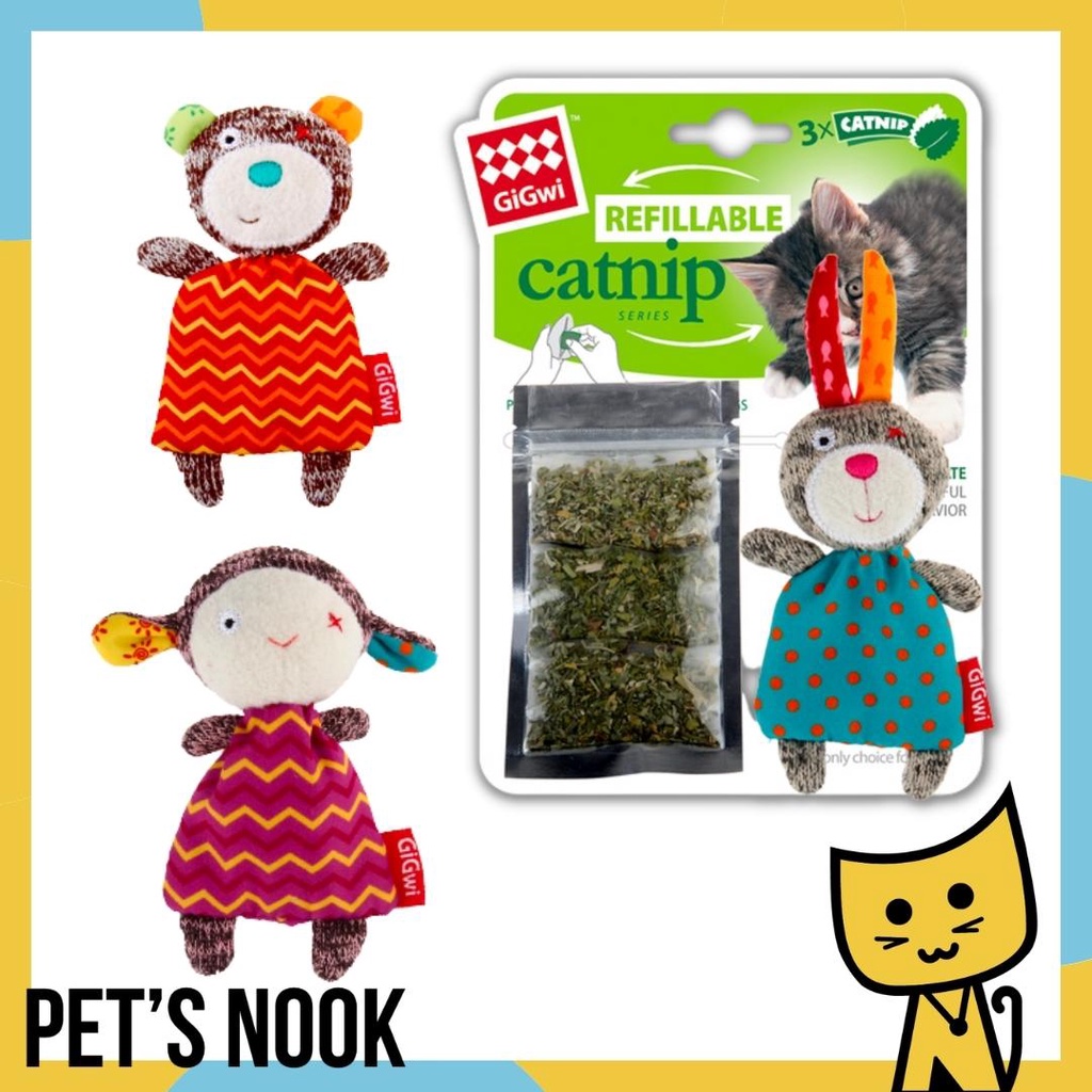 Small Cat Plush Toy with Refillable Catnip Compartment - Refillable ...