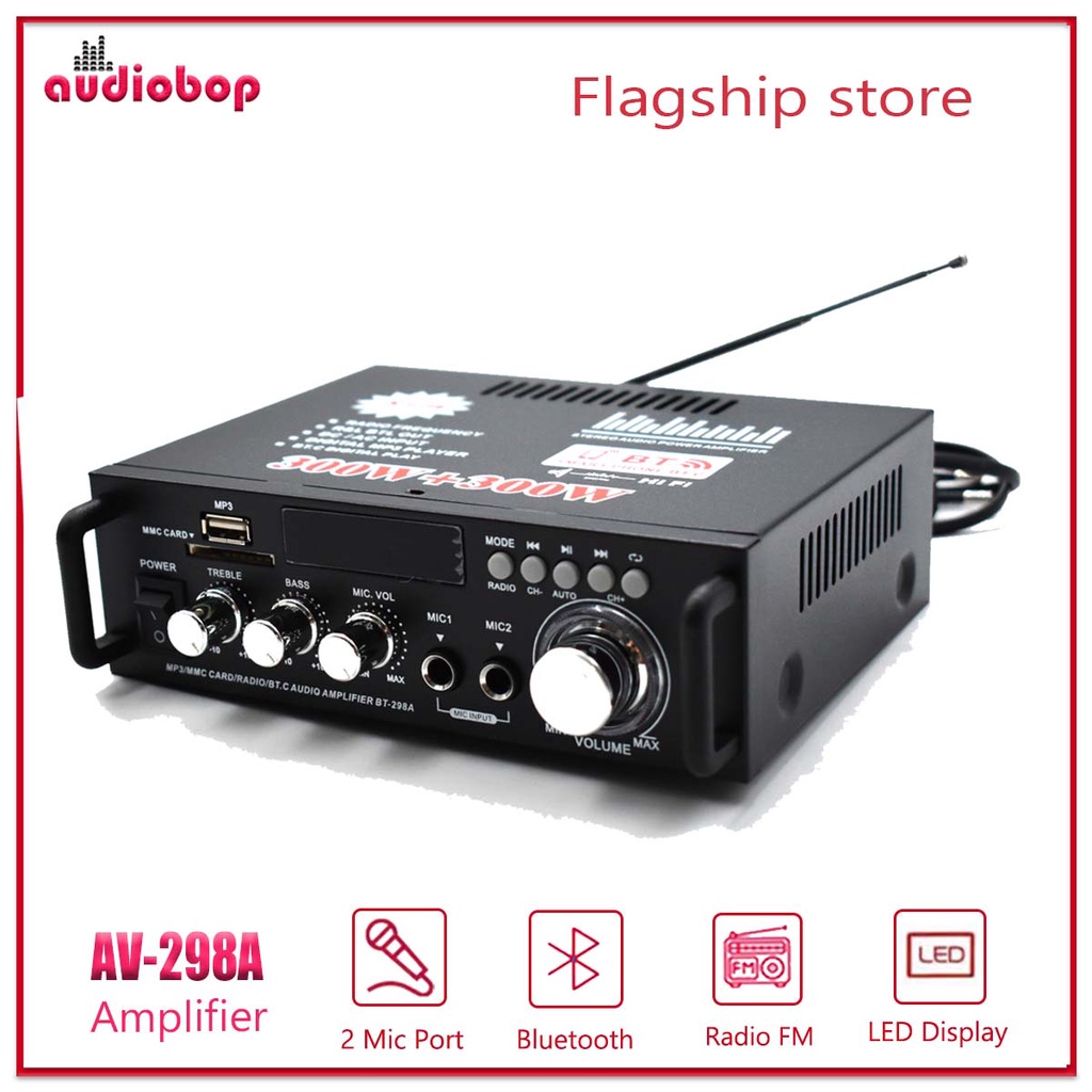 300W*300W Digital Bluetooth Stereo Audio Amplifier FM Radio WITH Remote Control BT-298A | Shopee ...