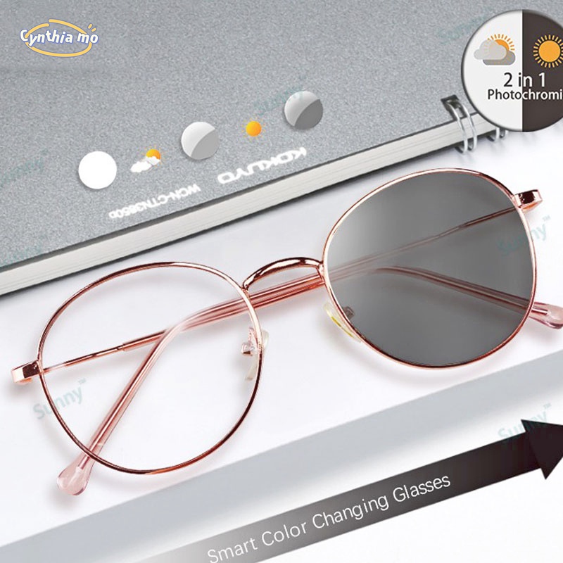 Photochromic Anti Radiation Eyeglasses For Women Men Sun Adaptive Glass ...