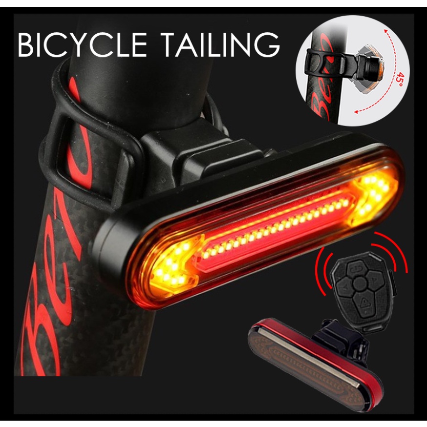 Bicycle bike turn light taillight USB charging remote control ...