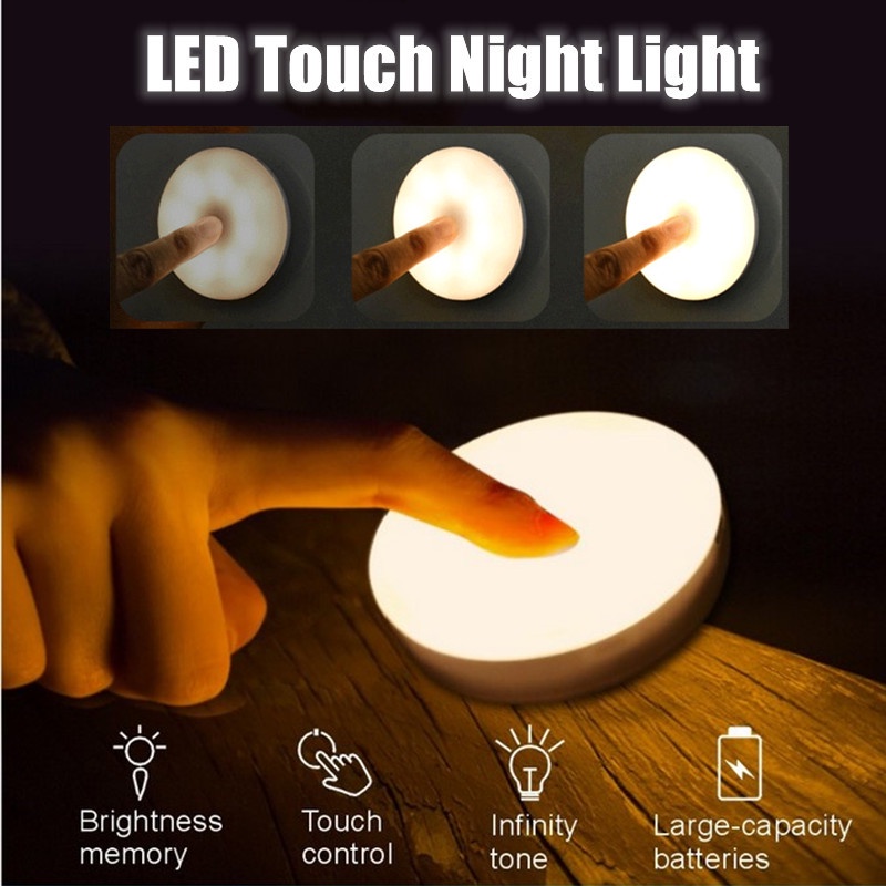 Night Lights USB Rechargeable LED Wall Lamp Touch Sensor Child Bedside ...