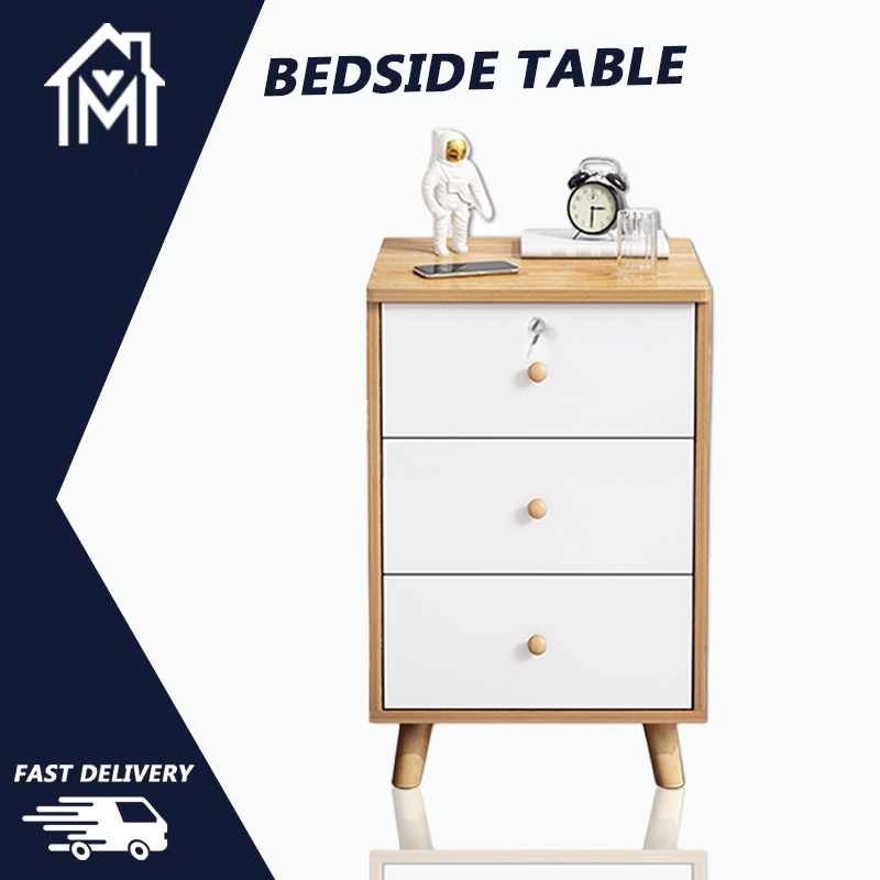 ISTER Bedside table side cabinet locker side table (with lock) | Shopee ...