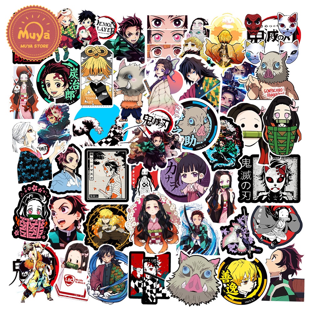 MUYA 100pcs Demon Slayer Anime Stickers for Kids Waterproof Japan ...