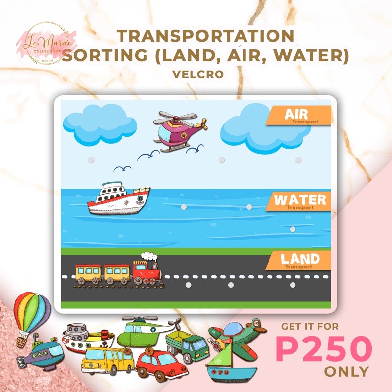 TRANSPORTATION VEHICLES LAND AIR WATER Busy Book Matching Busy Board ...