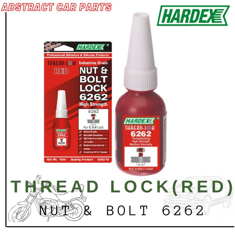 Hardex Treadlock Nut and Bolt Lock Adhesive 10ml (Red - High Strength ...