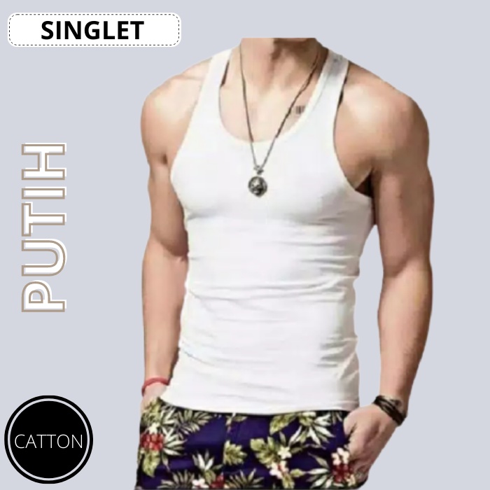 PUTIH PRIA Premium Quality Adult Men's singlet distro / Men's singlet ...