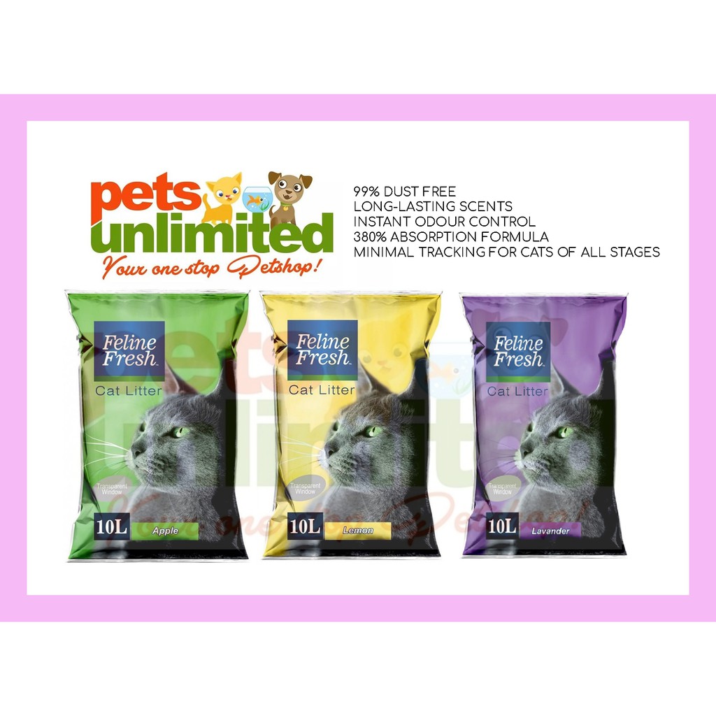 Feline Fresh Cat Litter Sand 5L (Apple, Lemon and Lavender) | Shopee ...