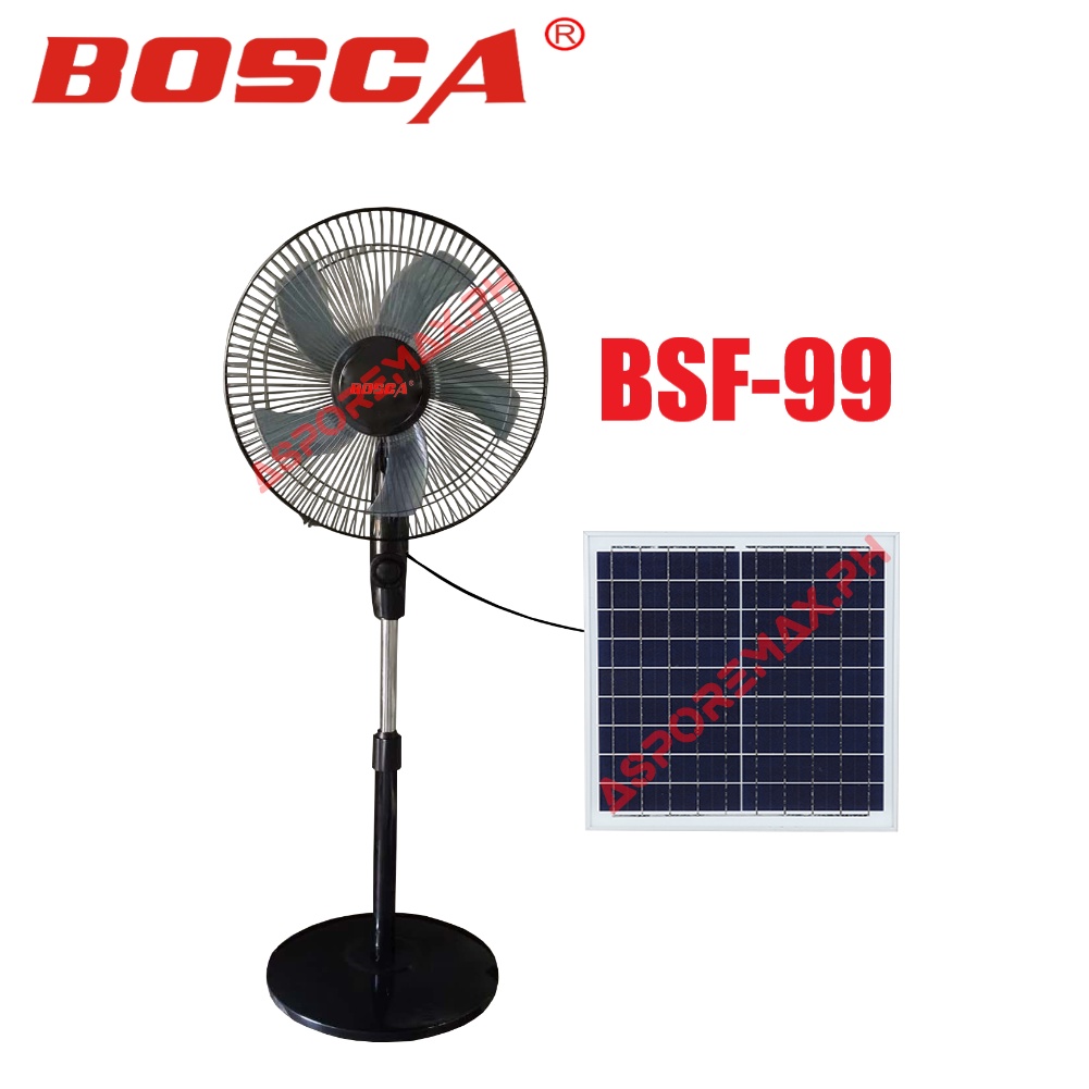 BOSCA Solar Stand Fan 16 inches with 5 Blades+3 Speeds Solar Electric ...