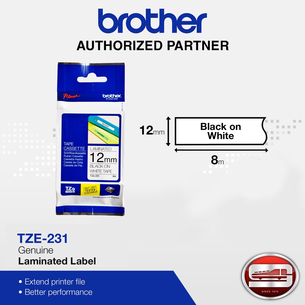 Brother TZe-231 Black on White 12mm Labelling Tape (100% Original) | Shopee Philippines