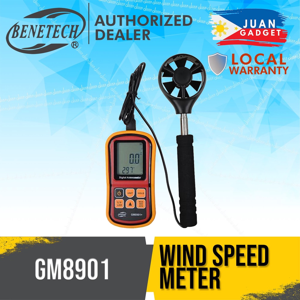 Benetech GM8901 Hand Held Wind Anemometer LCD Digital Electronic Thermometer 45m/s | Shopee ...