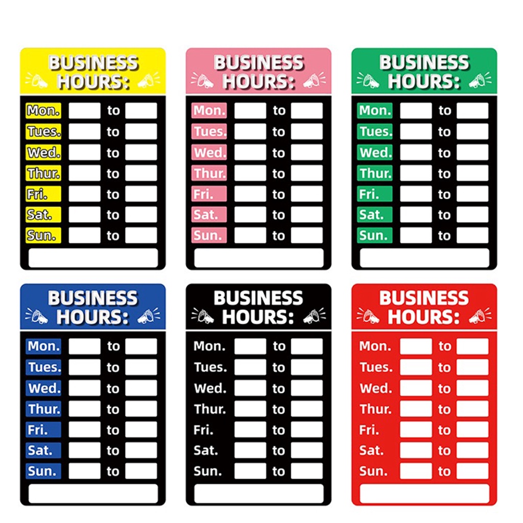 PVC Business Hours Sign with Number Sticker Store Office Window Door ...