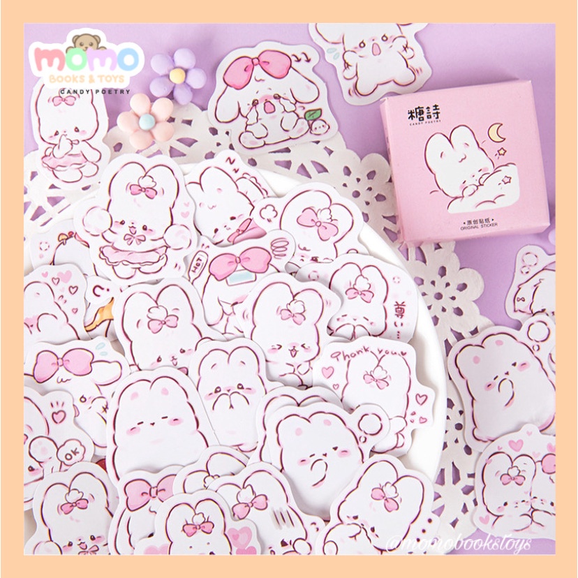 HP (MOMO) Fill 45 Pcs Pink Rabbit - Aesthetic Sticker | Diary Scrapbook ...