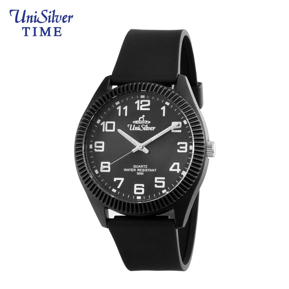 UniSilver TIME Unisex Black Analog Rubber Watch KW4409-1002 | Shopee ...
