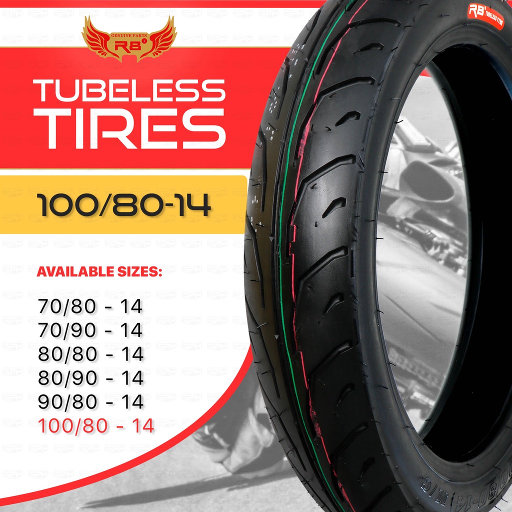 R8 TUBELESS TIRE 100/80X14 WITH FREE SEALANT AND PITO (9861-209 ...