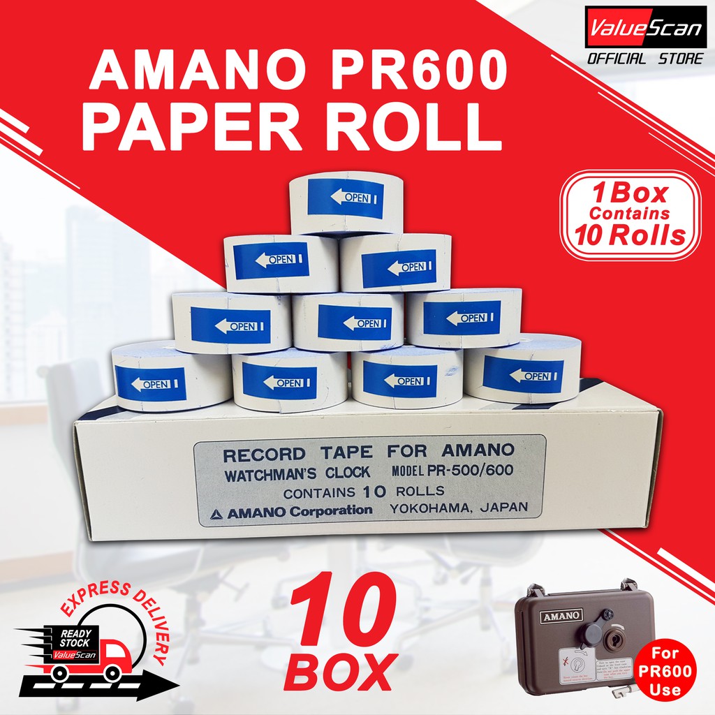 Paper Roll (1Box/10Rolls) For Amano PR-600 (10 Boxes) | Shopee Philippines