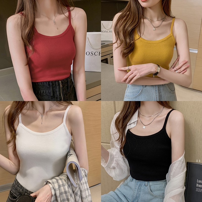 Women's Strap Spaghetti Sando Cotton Tanks Tops Sexy Tops Free Size ...