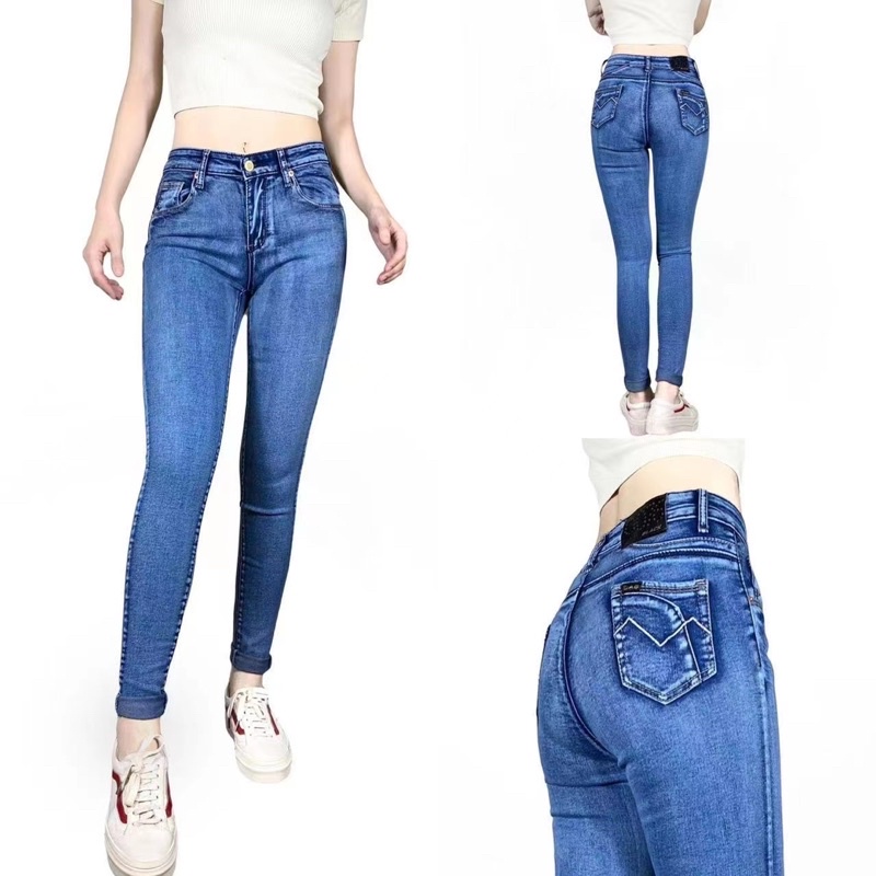 Highwaisted urban blue stretchable denim premium denim maong pants for ...
