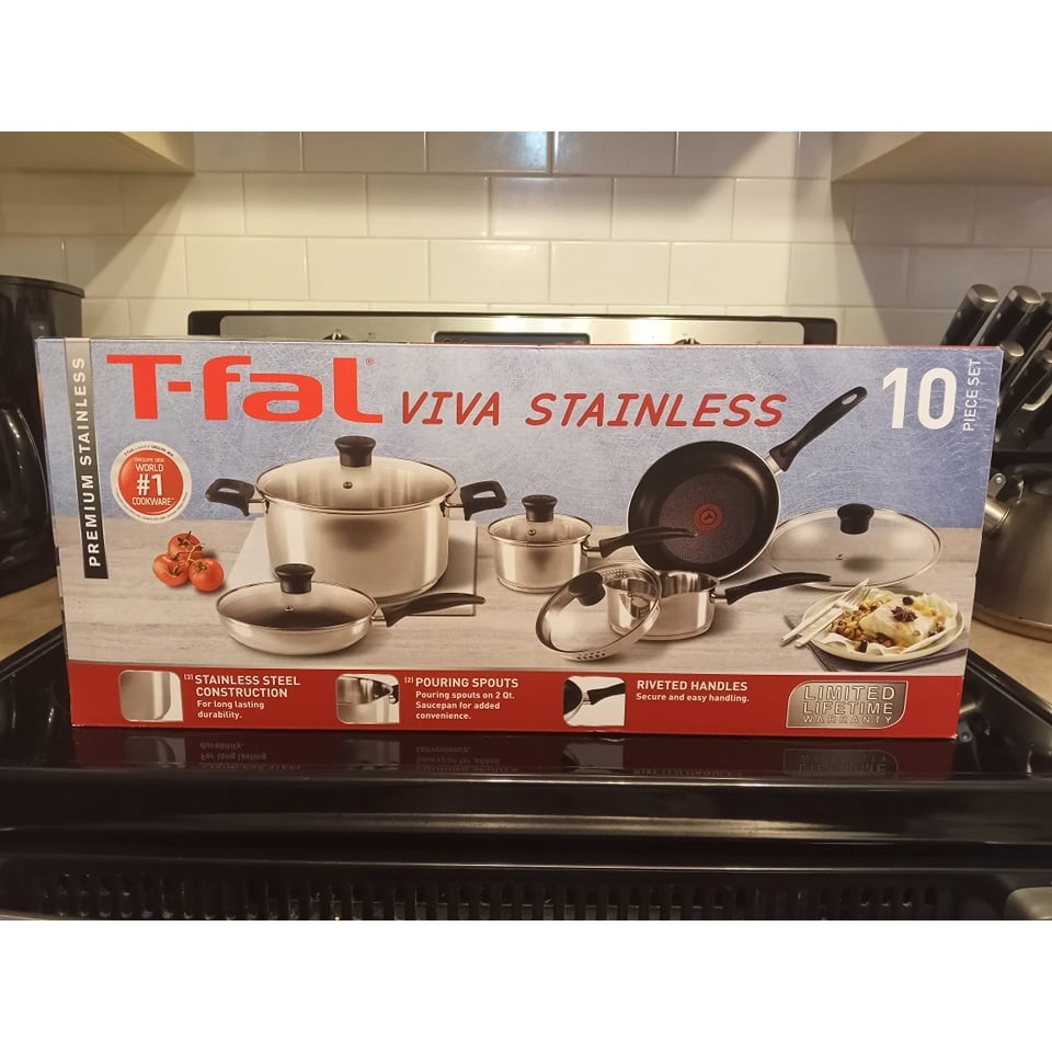 ORIGINAL T-fal Stainless Steel Cookware Set, Non-Stick, Dishwasher ...