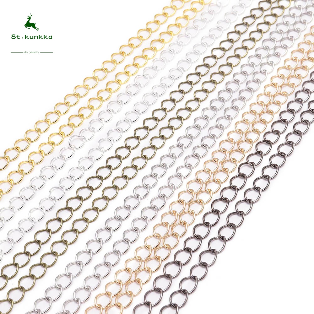 St.Kunkka Silver Long Open Link Ring Extended Extension Chains ...