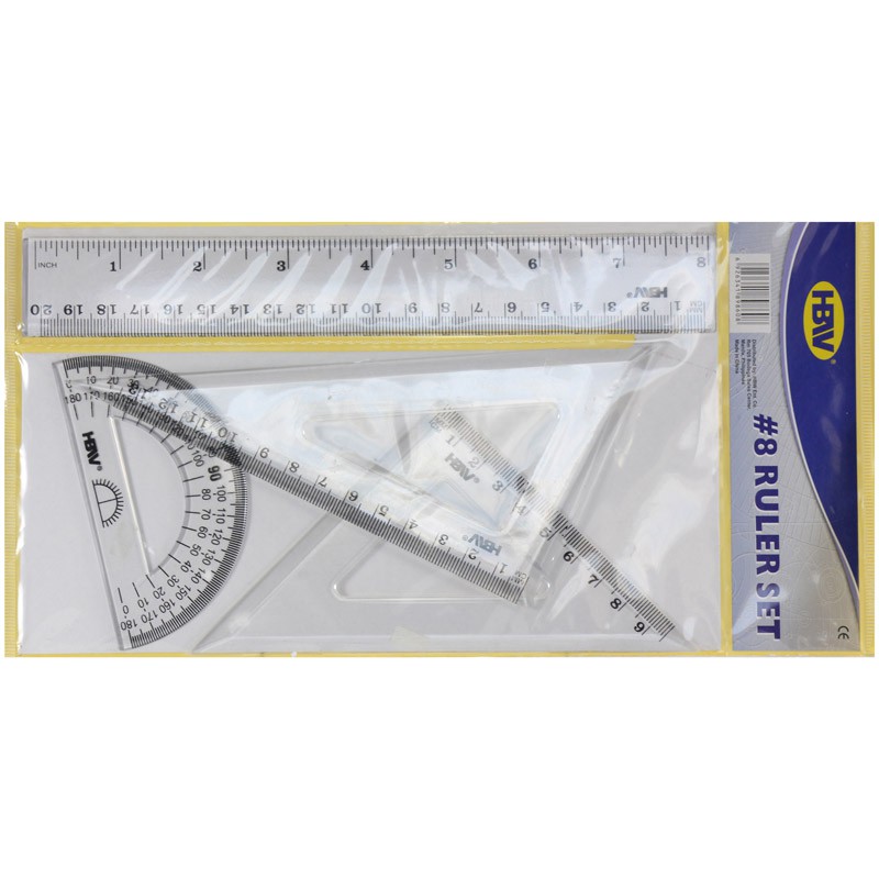 HBW Ruler Set 8" (8"Ruler 4"Ruler 2Xtriangle) | Shopee Philippines