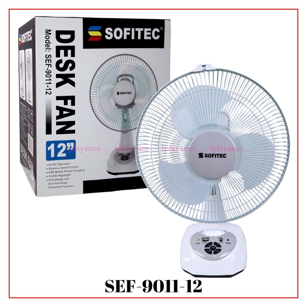 Sofitec Rechargeable Desk Fan With Led Lights SEF-9011-12 Sofitec ...
