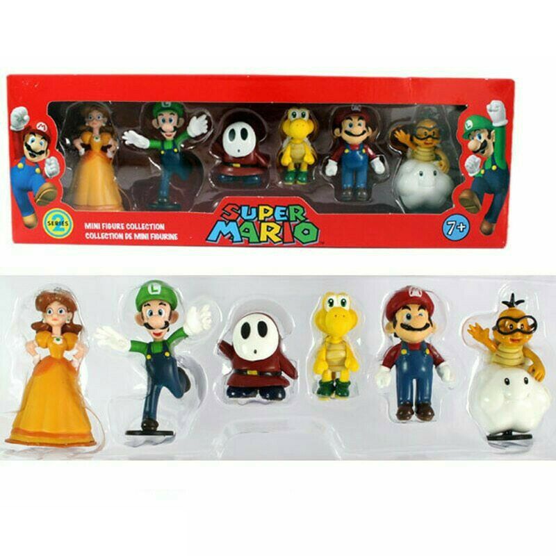 Pack Six Super Mario Bros Action Figures Featuring Luigi Yoshi And ...