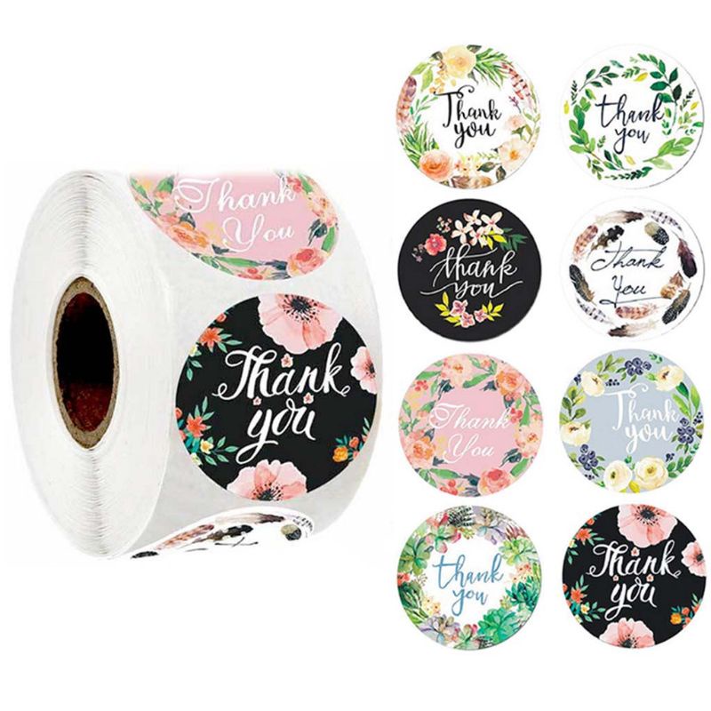 be> 500pcs 8 Designs Flower Thank You Stickers Wedding Favors Party ...