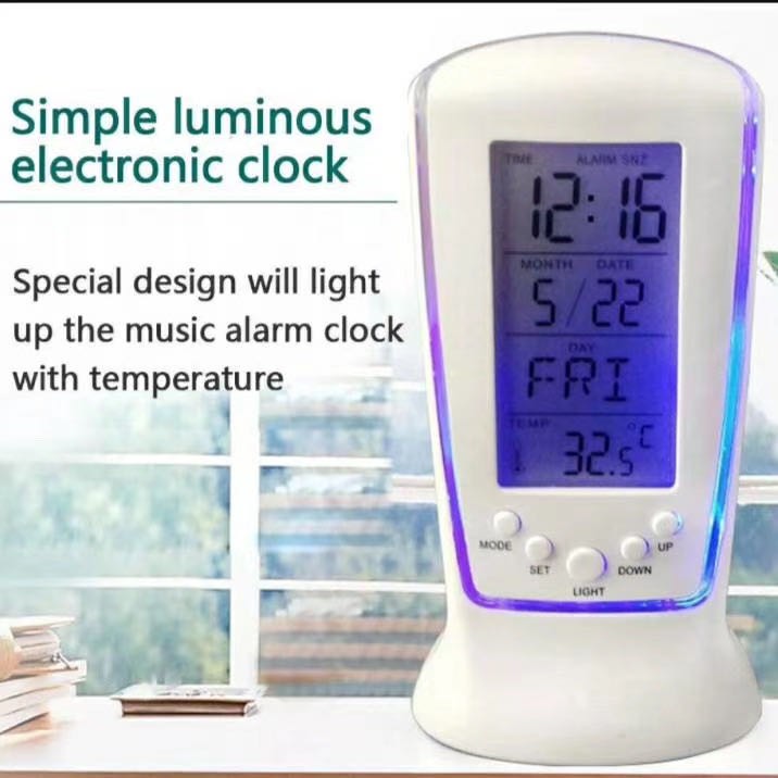 JK MALL LED Digital Alarm Clock with Blue Backlight Electronic Calendar ...