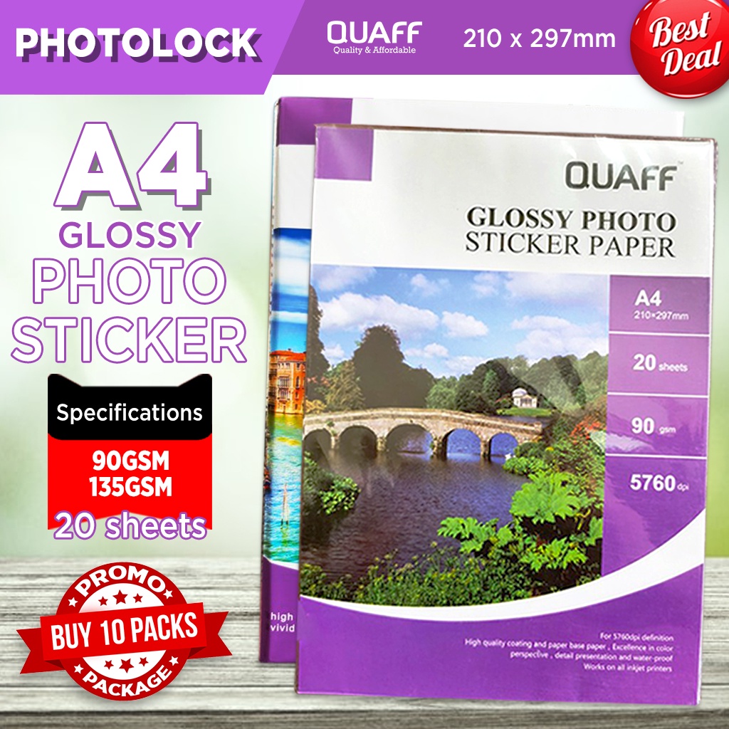 10packs Photo Sticker Paper 90gsm & 135gsm for Stickers & Labels A4 ...