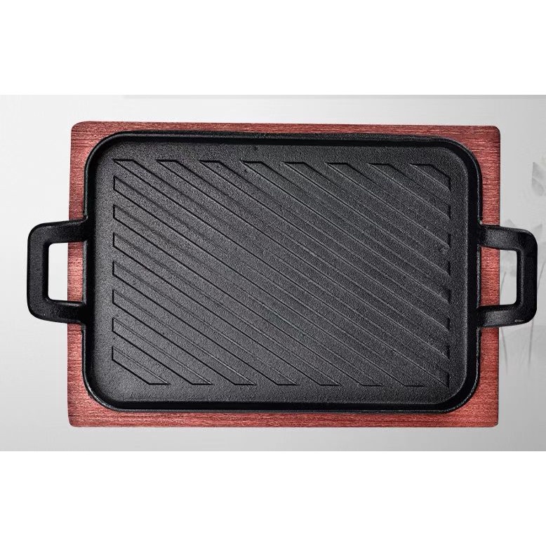 Sizzling Steak Plate with Wood Base Handle Design with Wooden Holder ...