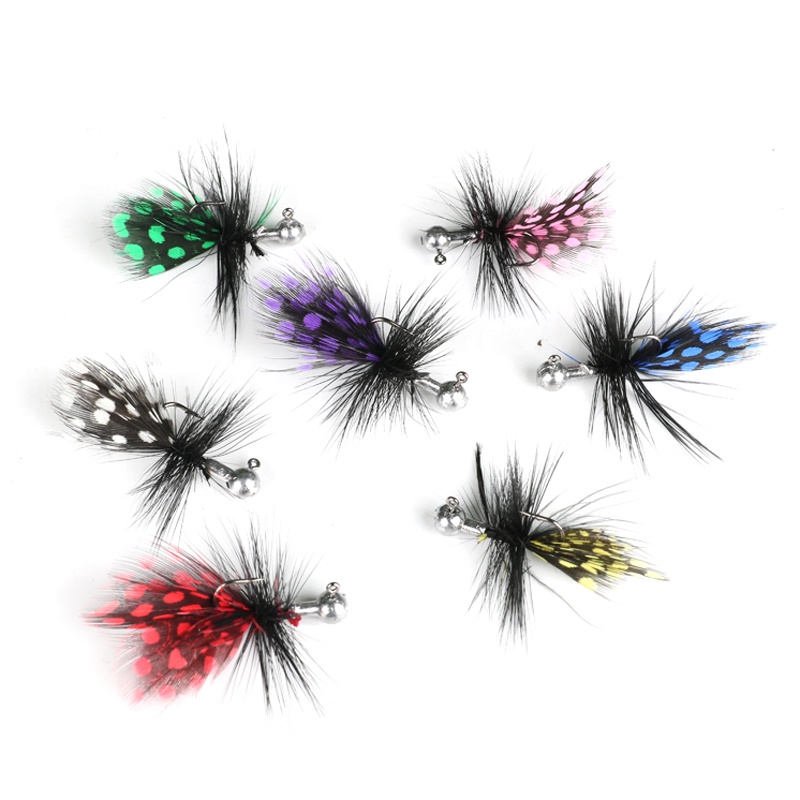 5PCS 1g/2g/3.5g/5g/7g Lead Head Feather Insects Flies Fly Fishing Lures ...