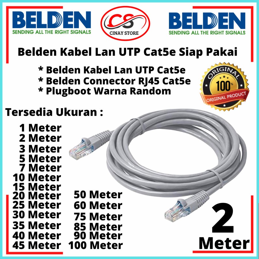 Belden UTP Cat5e Lan Cable 2 Meters ORIGINAL USA Ready to Use | Shopee ...